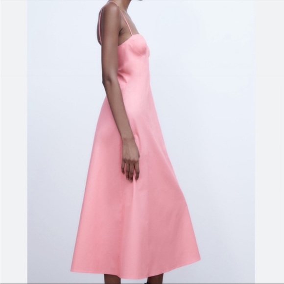 Zara | Dresses | Zara New Pink Poplin Midi Dress | Poshmark